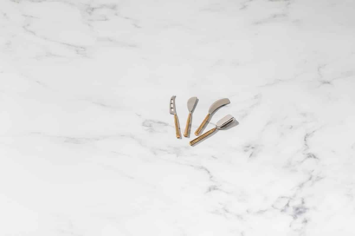 Nkuku Cheese Knife-Brushed Gold (Set of 4) - Sharpham Cheese
